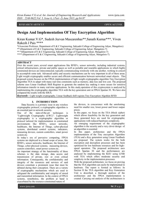 Hardware Implementation Of The Serpent Block Cipher Using Fpga Technology Pdf