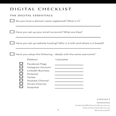 Checklist digital marketing | PDF