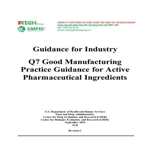 ICH GMP GUIDELINES Q7 | PPTX