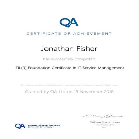 Qa Certificate of Achievement | PDF | Computing | Technology & Computing