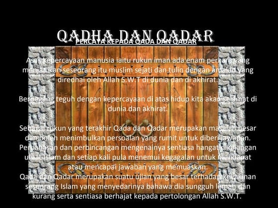 Iman kepada qadha dan qadar | PPT