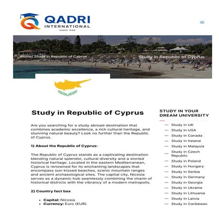 Top Reasons to Study in Republic of Cyprus | PDF