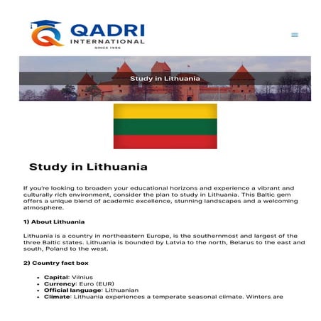 Why Study in Lithuania: Quality Education & Vibrant Culture | PDF