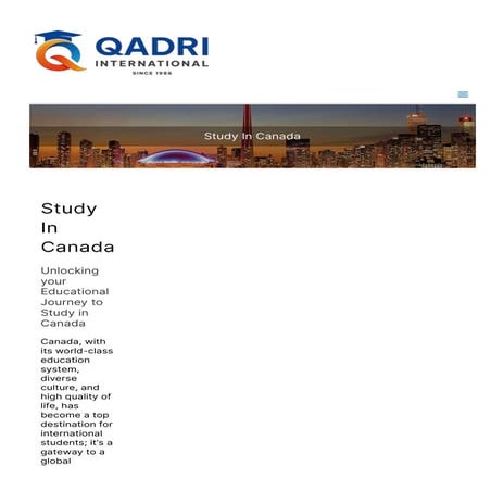 Study in Canada : A Global Educational Destination | PDF