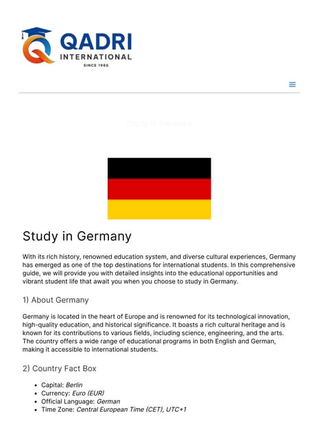 Study in germany. | PDF