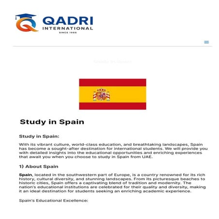 Study in Spain : Exploring Higher Education | PDF