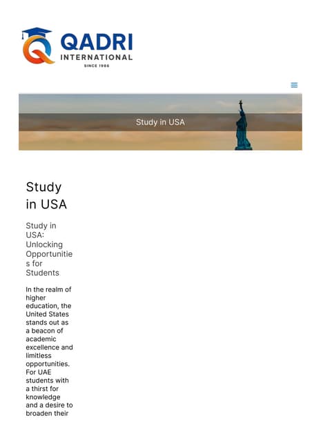Study in USA: Explore Top Universities and Career Paths | PDF