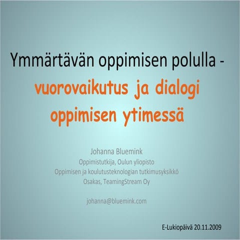 Oppiminen Ja Vuorovaikutus | PPT