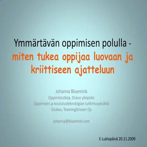 Luova Ja Kriittinen Ajattelu | PPTX