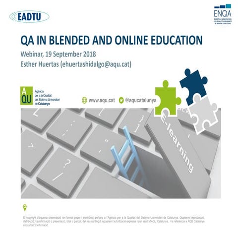 QA in blended and online education: Main findings of the ENQA WG E-learning | PDF