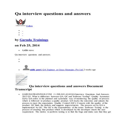 Qa Interview Questions And Answers Pdf 