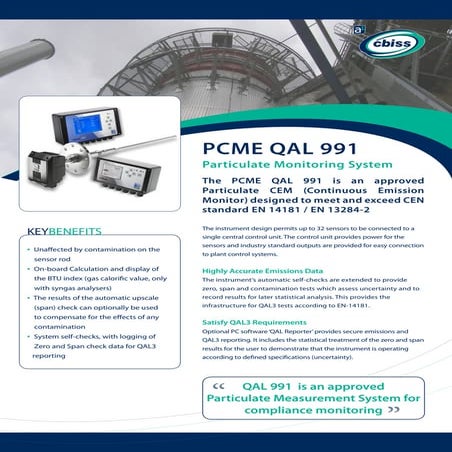 Qal 991 particulate monitor datasheet | PDF