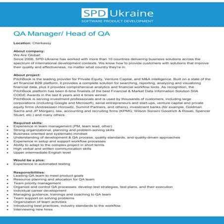 QA manager | PDF