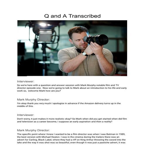 An Interview With Mark Murphy - Mark Murphy Director Q and A #2 | PDF
