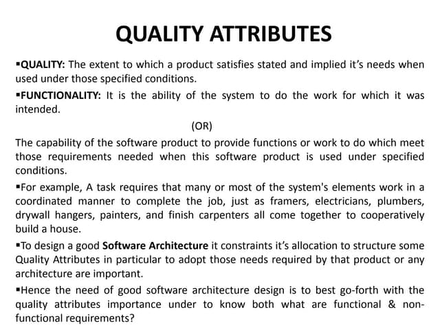 Quality Attributes In Software Architecture & Design Patterns | PPT Quality Attributes In Software Architecture & Design Patterns | PPT