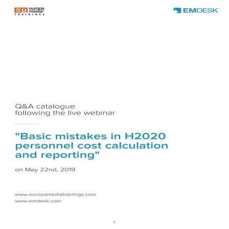 Question and Answer catalogue: Horizon 2020 Personnel Cost calculation ...
