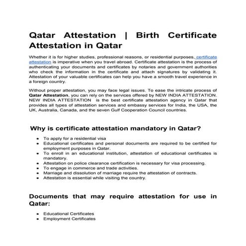 Qatar Attestation _ Birth Certificate Attestation in Qatar.docx