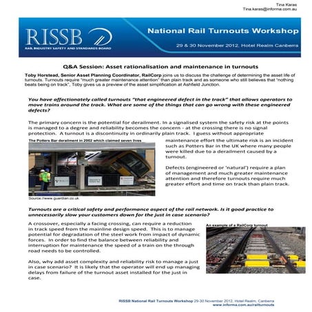 Q&A Turnouts With Toby Horstead | PDF