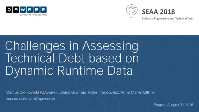Challenges In Assessing Technical Debt Based On Dynamic Runtime Data Ppt 6646