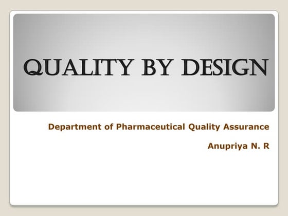Quality target product profile (QTPP) | PPT