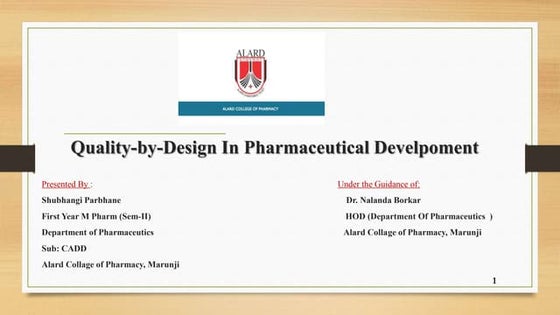 ICH Q8 GUIDELINES OF QUALITY BY DESIGN(PRODUCT DEVELOPEMENT) | PPT
