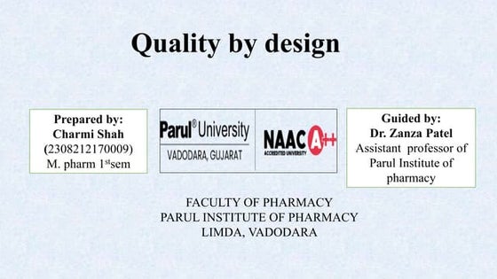 INTRODUCTION TO QUALITY BY DESIGN (QBD) | PPTX | Pharmaceutical ...