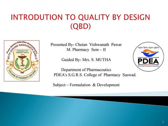 Quality target product profile (QTPP) | PPT