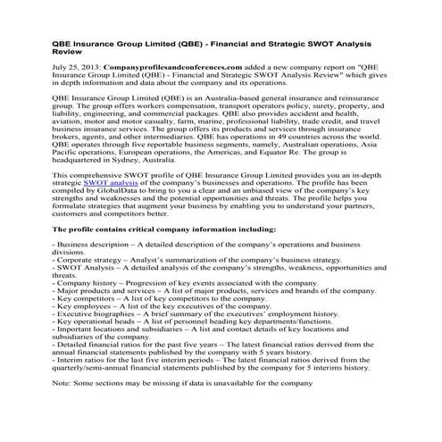 Qbe insurance group limited | DOCX