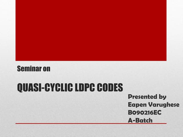 Quasi Cyclic Ldpc Codes Algebraic Construction Ppt 6702