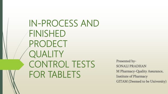 Quality control tests of tablet | PPTX