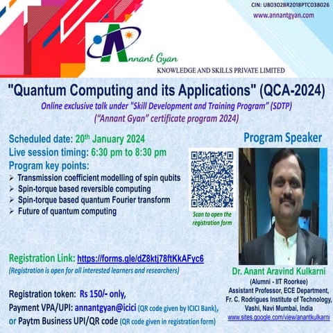 Online exclusive talk on "Quantum Computing and its Applications" (QCA-2024) | PDF