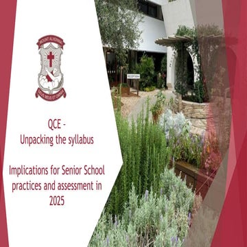 QCE – Unpacking the syllabus Implications for Senior School practices ...