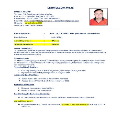 CV format sadiq | PDF