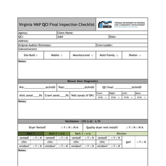 West virginia qci check list | PDF
