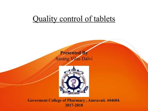 Methods used for the manufacture of tablets | PPT