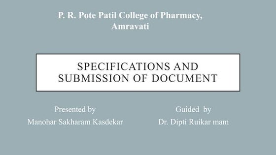 Documentation Coa And Specifications Ppt