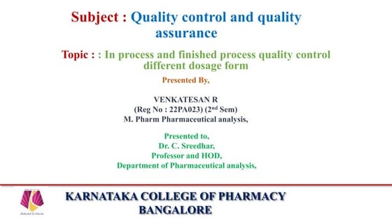 Quality control tests of tablet | PPTX | Pharmaceutical Industry ...
