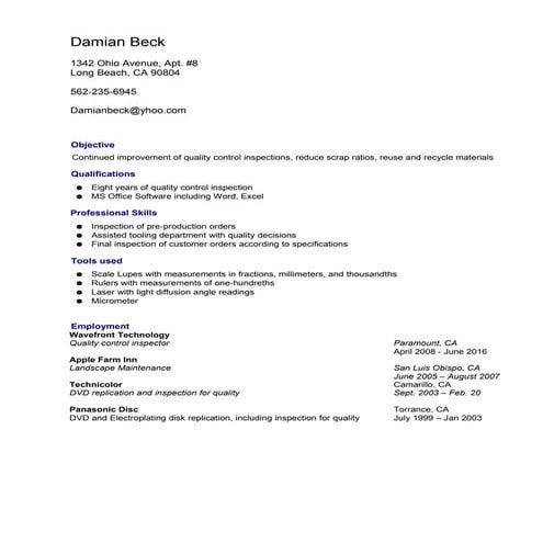 Qc resume 4 | ODT