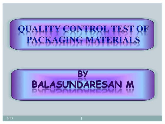 Testing of Packaging materials | PPT