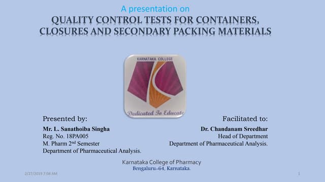 Quality control forplastic containers | PPTX