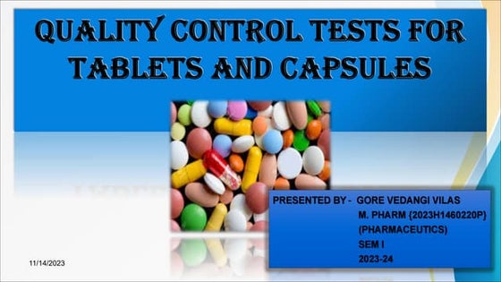 In process & finished products quality control test for pharmaceuticals ...