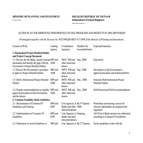 Action Plan for improving perfomance of ODA programs | DOC