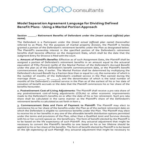 QDROs: The Division of Retirement Benefits Through Qualified Domestic ...