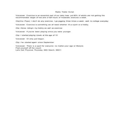 Radio Trailer Script | PDF