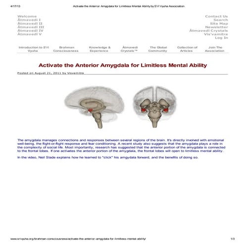 Activate the anterior amygdala for limitless mental ability by s'rî ...