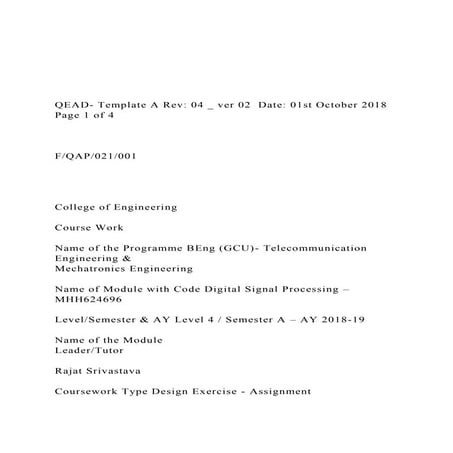 QEAD- Template A Rev 04 _ ver 02 Date 01st October 20.docx | Digital ...
