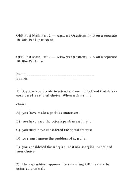 3rd Grade Economics Quiz 1 | PPT