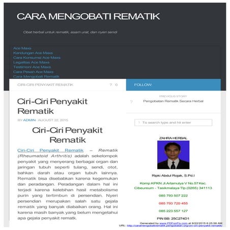 Ciri-Ciri Penyakit Rematik | PDF
