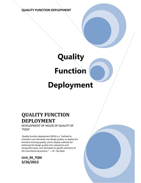 Quality Function Deployment | PPTX