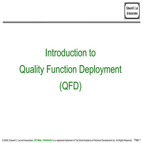 Quality Function Deployment | PDF